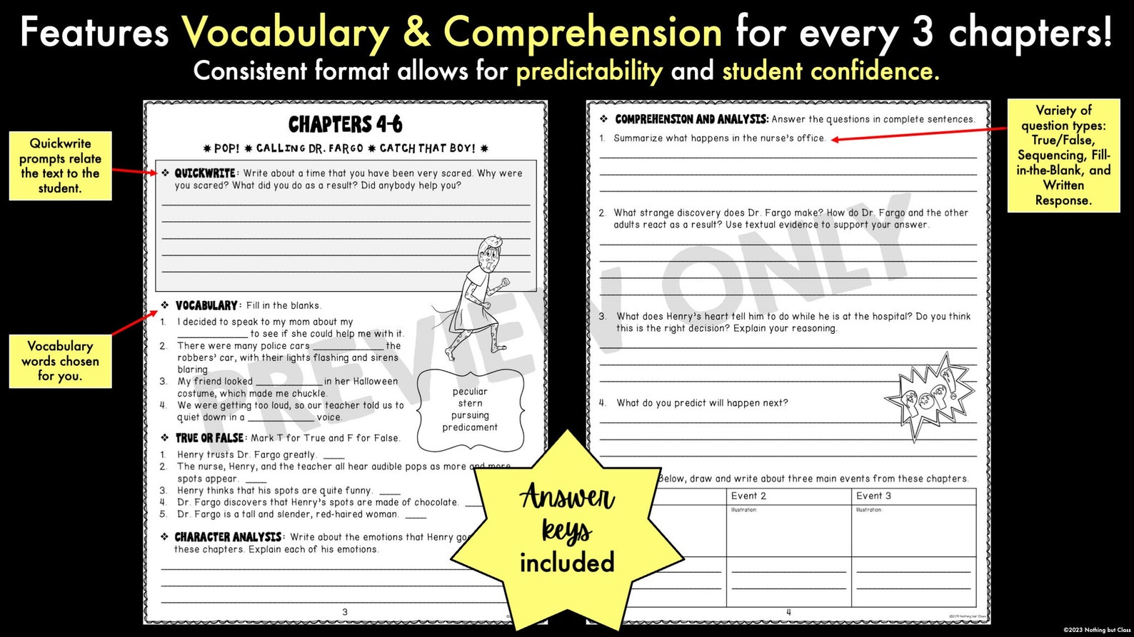 Chocolate Fever Comprehension and Vocabulary by Chapter Guided Reading ...