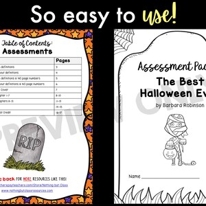 The Best Halloween Ever Tests | Quizzes | Assessments for Novel Study ...
