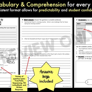 Stuart Little Novel Study Unit | Literature Guide | Comprehension ...