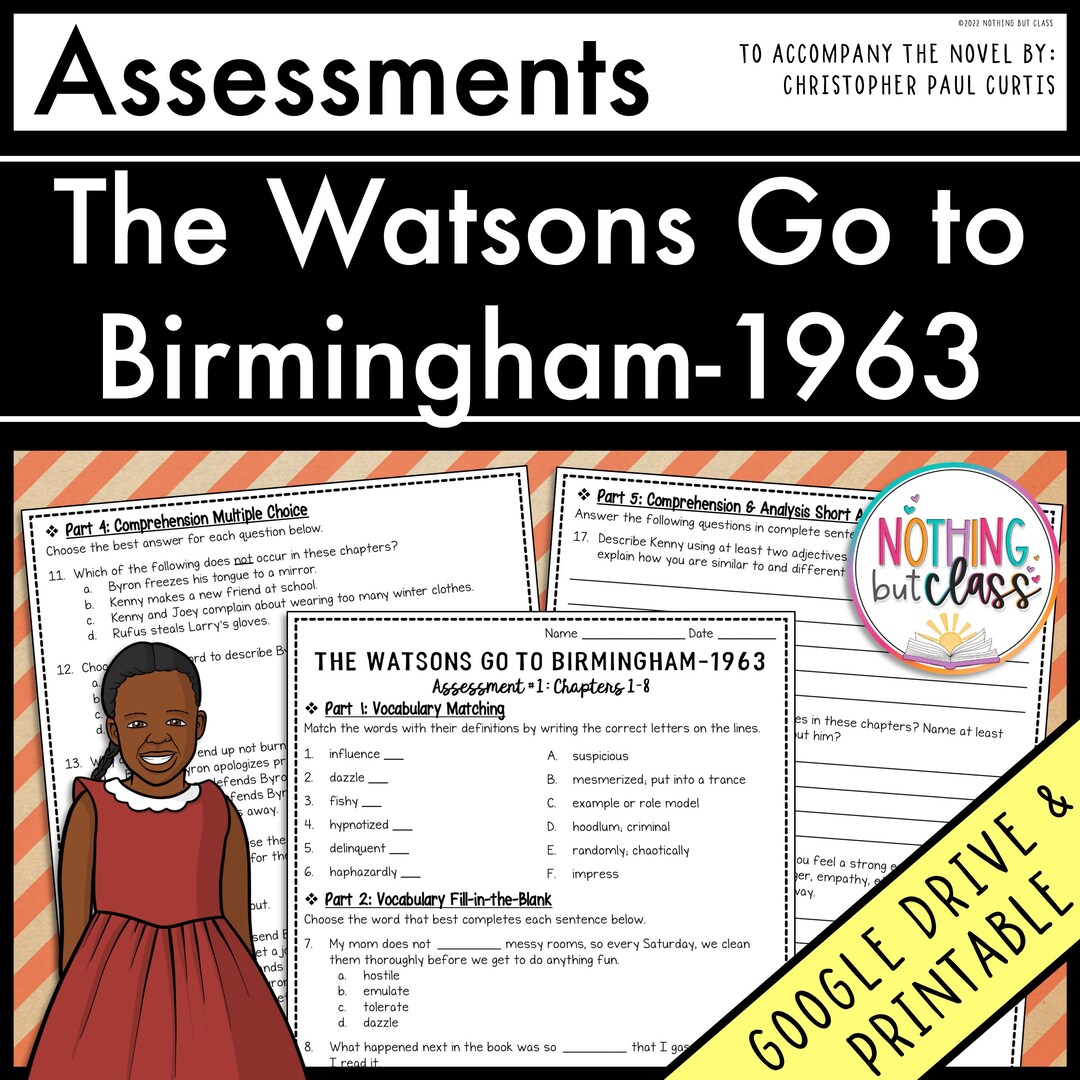 The Watsons Go to Birmingham 1963 - Tests | Quizzes | Assessments for ...