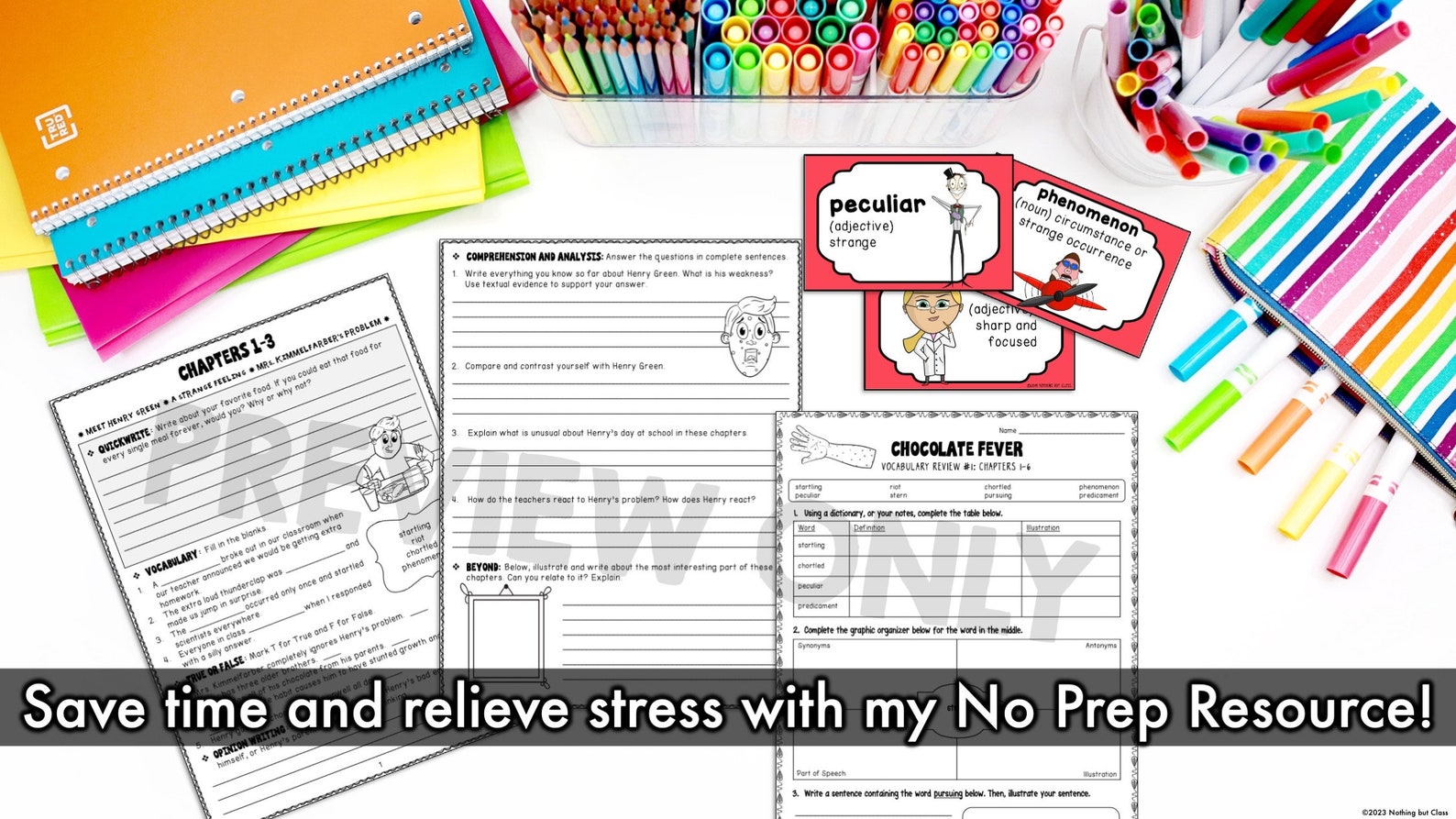 Chocolate Fever Comprehension and Vocabulary by Chapter Guided Reading ...