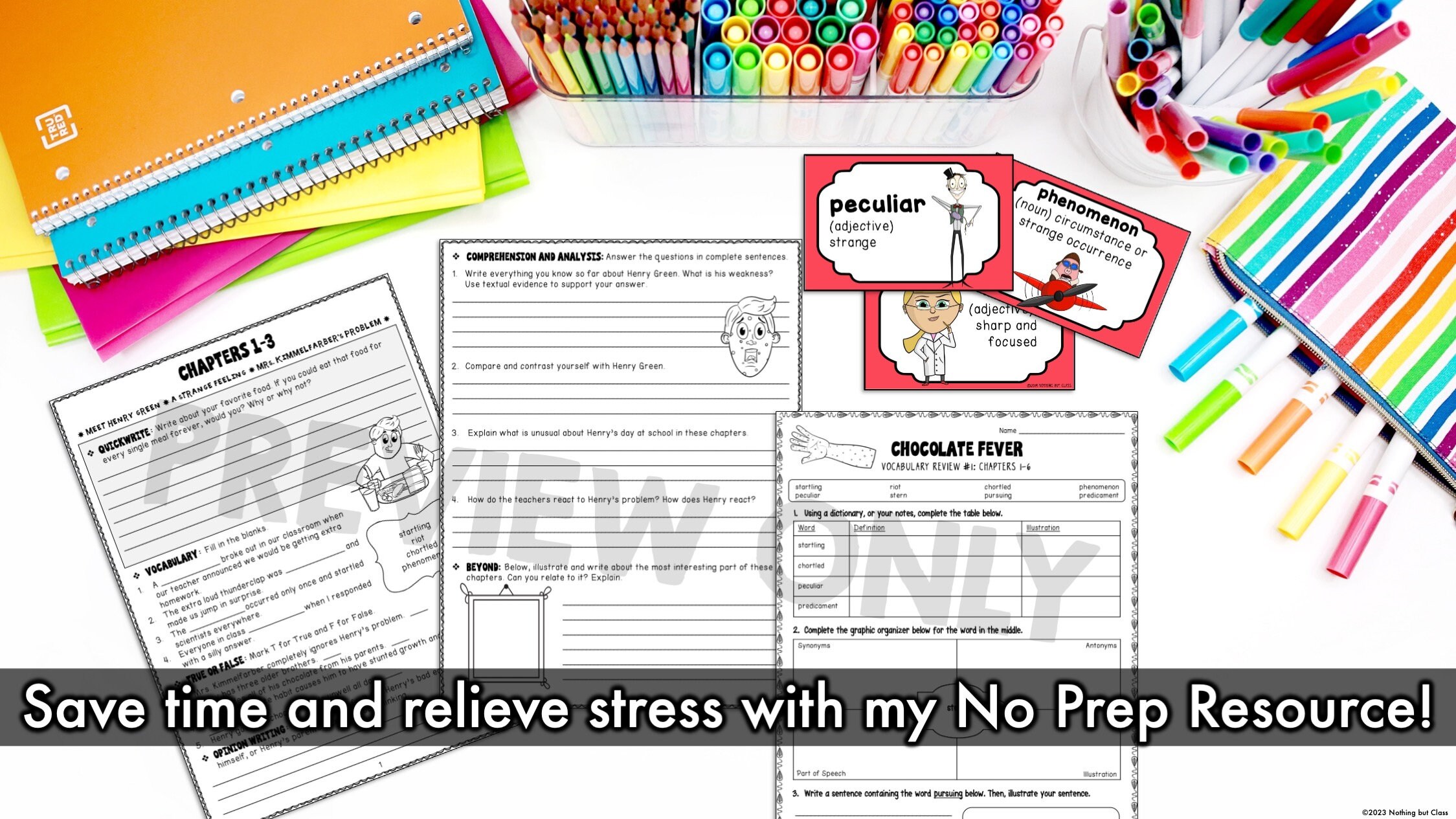 Chocolate Fever Comprehension and Vocabulary by Chapter Guided Reading ...