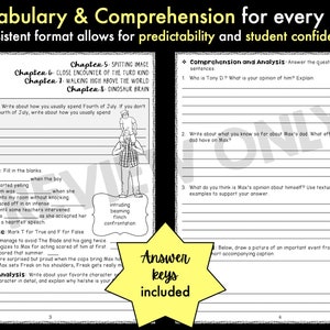 Freak the Mighty Comprehension and Vocabulary by Chapter Guided Reading ...