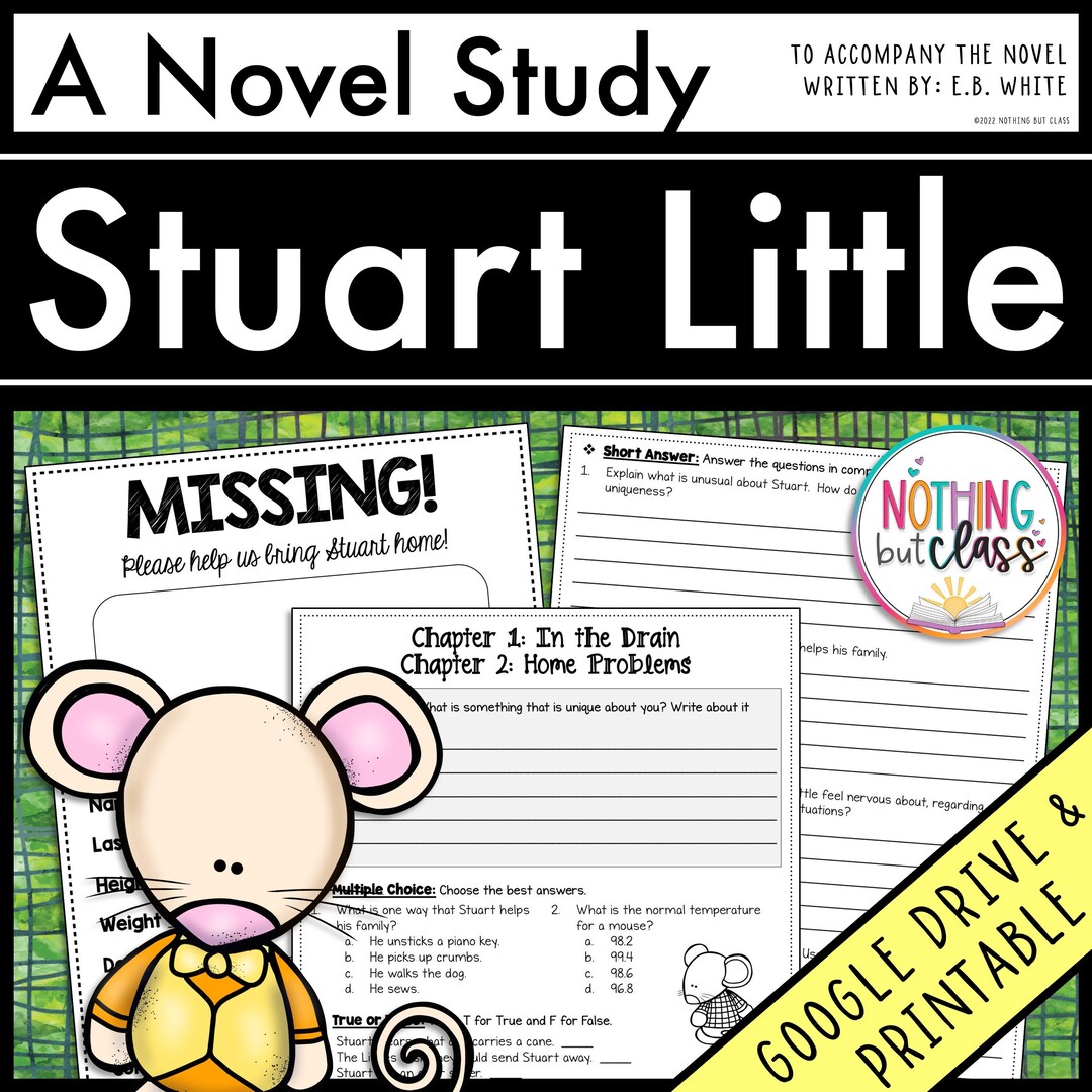 Stuart Little Novel Study Unit | Literature Guide | Comprehension ...