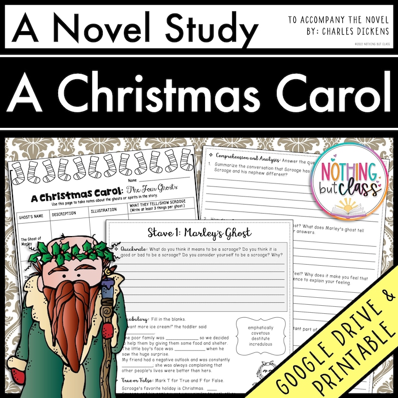 A Christmas Carol Novel Study Unit | Literature Guide | Comprehension ...