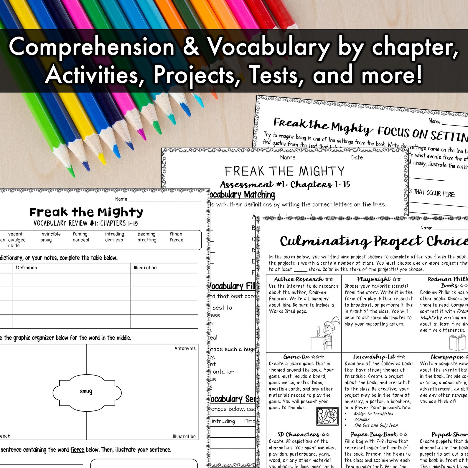 Freak the Mighty Novel Study Unit | Literature Guide | Comprehension ...