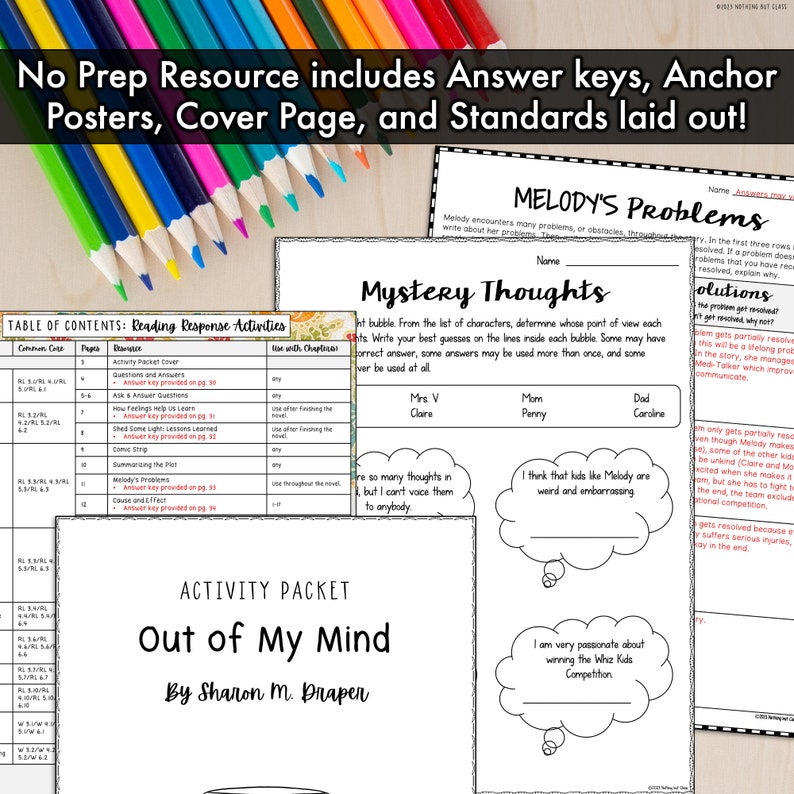 Out of My Mind | Reading Response Activities and Projects | Guided ...
