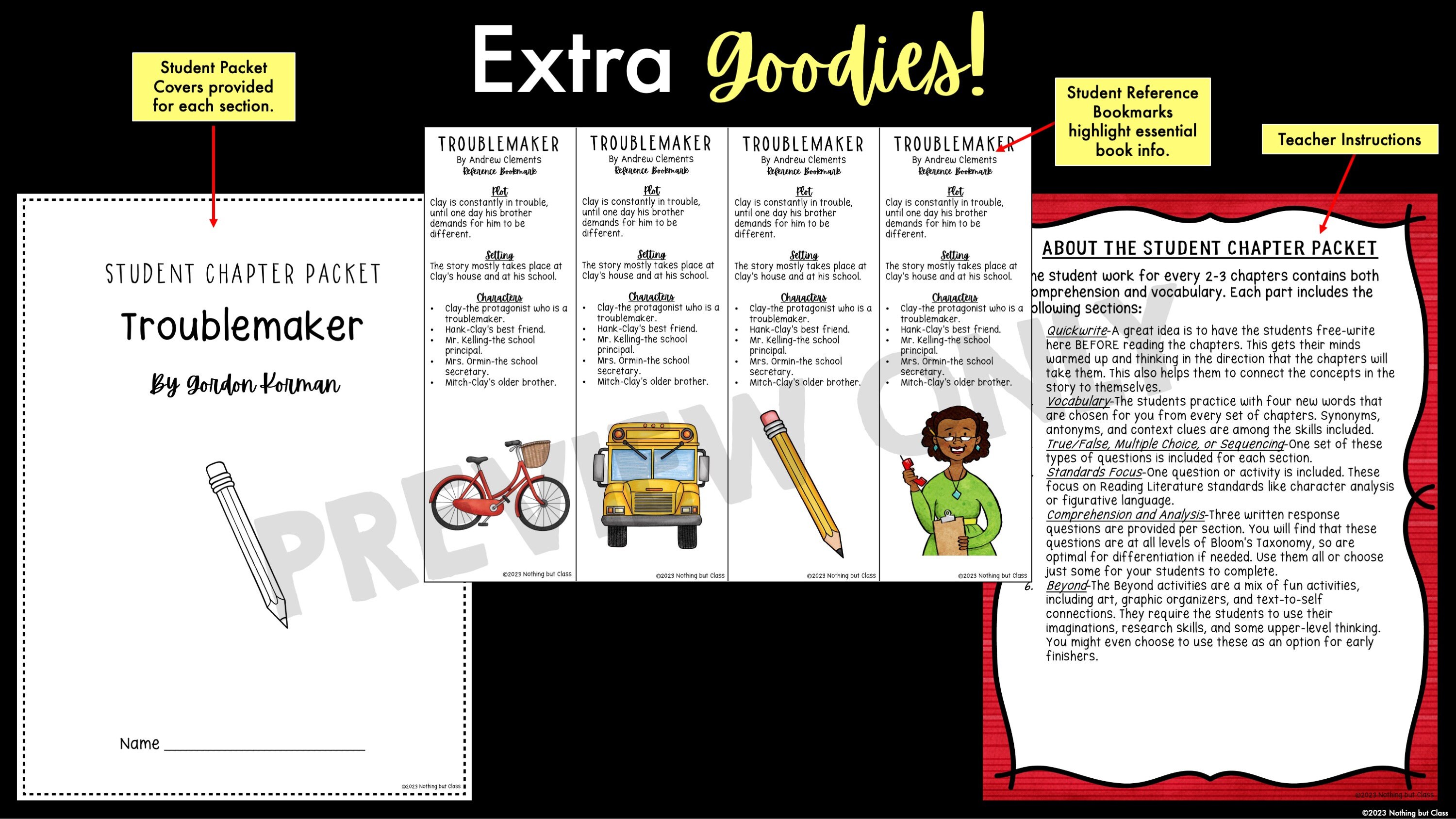 Troublemaker Comprehension and Vocabulary by Chapter Guided Reading ...