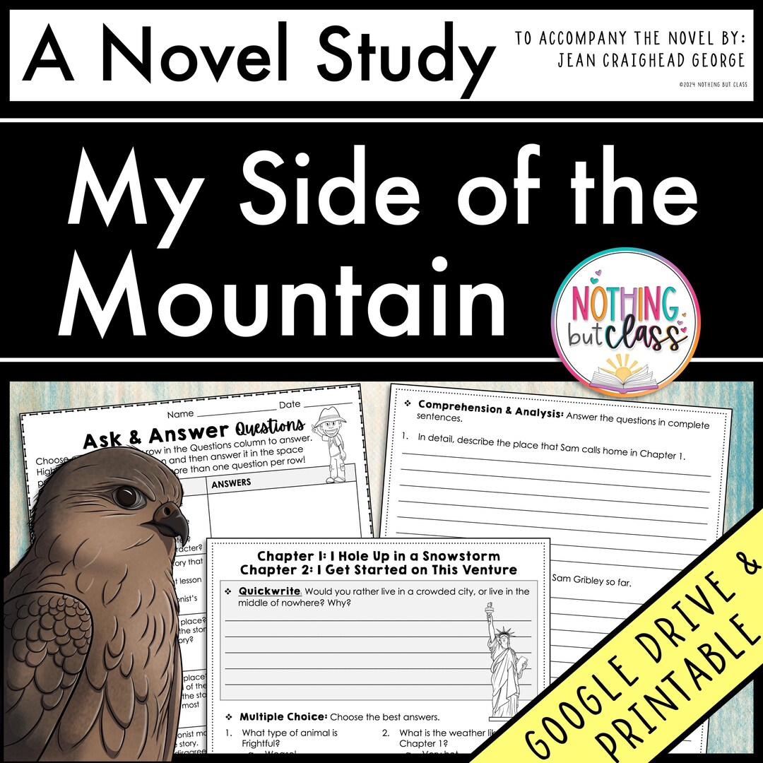 My Side of the Mountain Novel Study Unit | Literature Guide, Worksheets ...