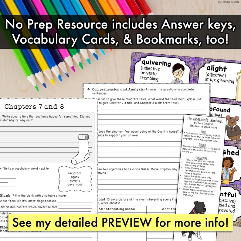 The Magician's Elephant | Comprehension and Vocabulary by Chapter ...