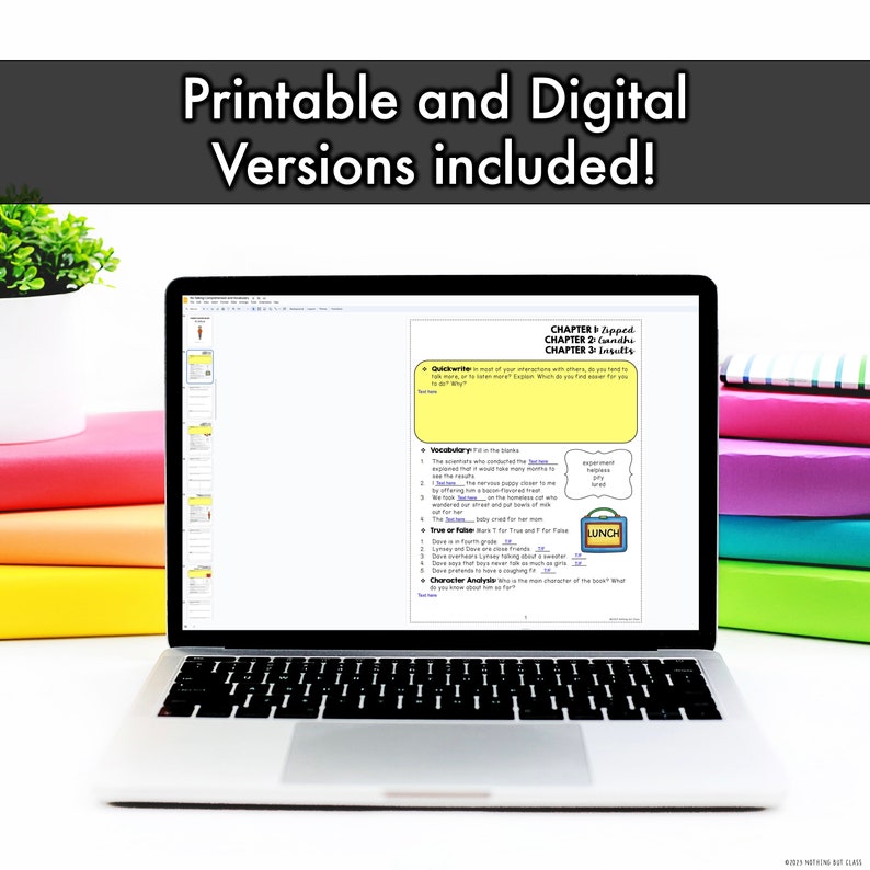 No Talking Novel Study Unit | Literature Guide | Comprehension ...