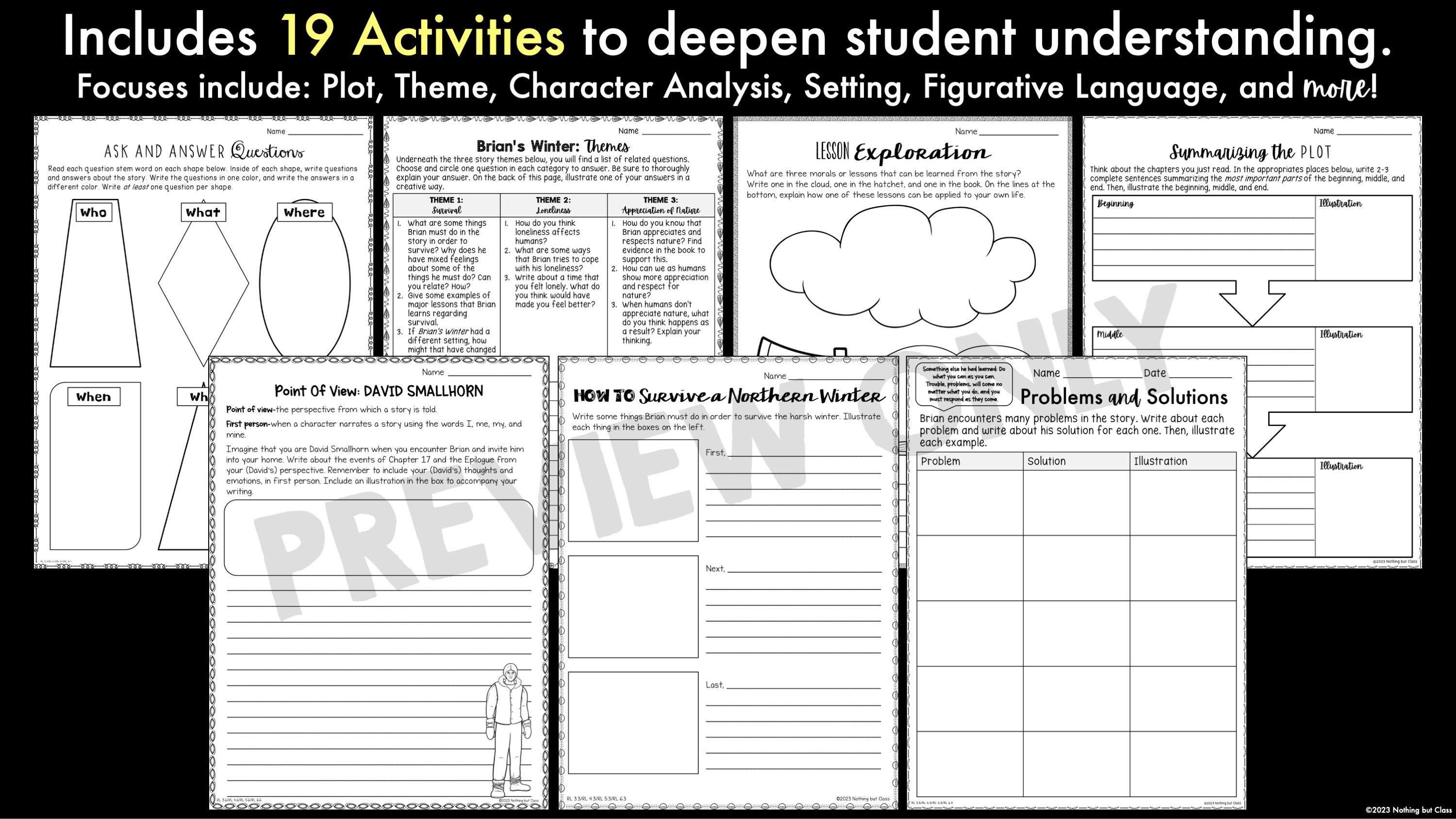 Brian's Winter Novel Study Unit | Literature Guide | Comprehension ...