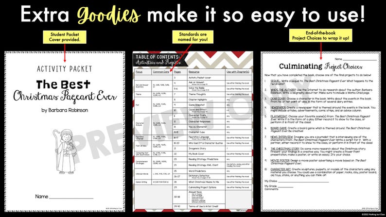 The Best Christmas Pageant Ever | Reading Response Activities and ...