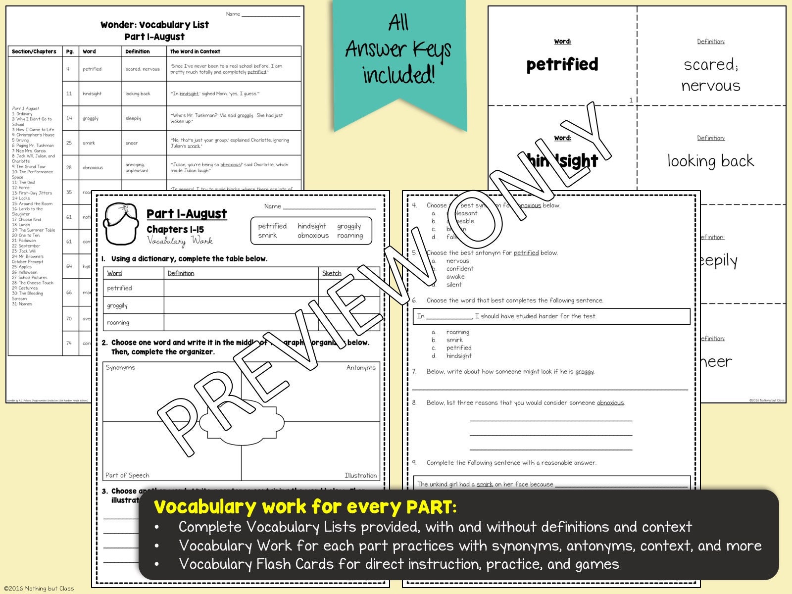 Wonder Novel Study Unit | Literature Guide | Comprehension Worksheets ...