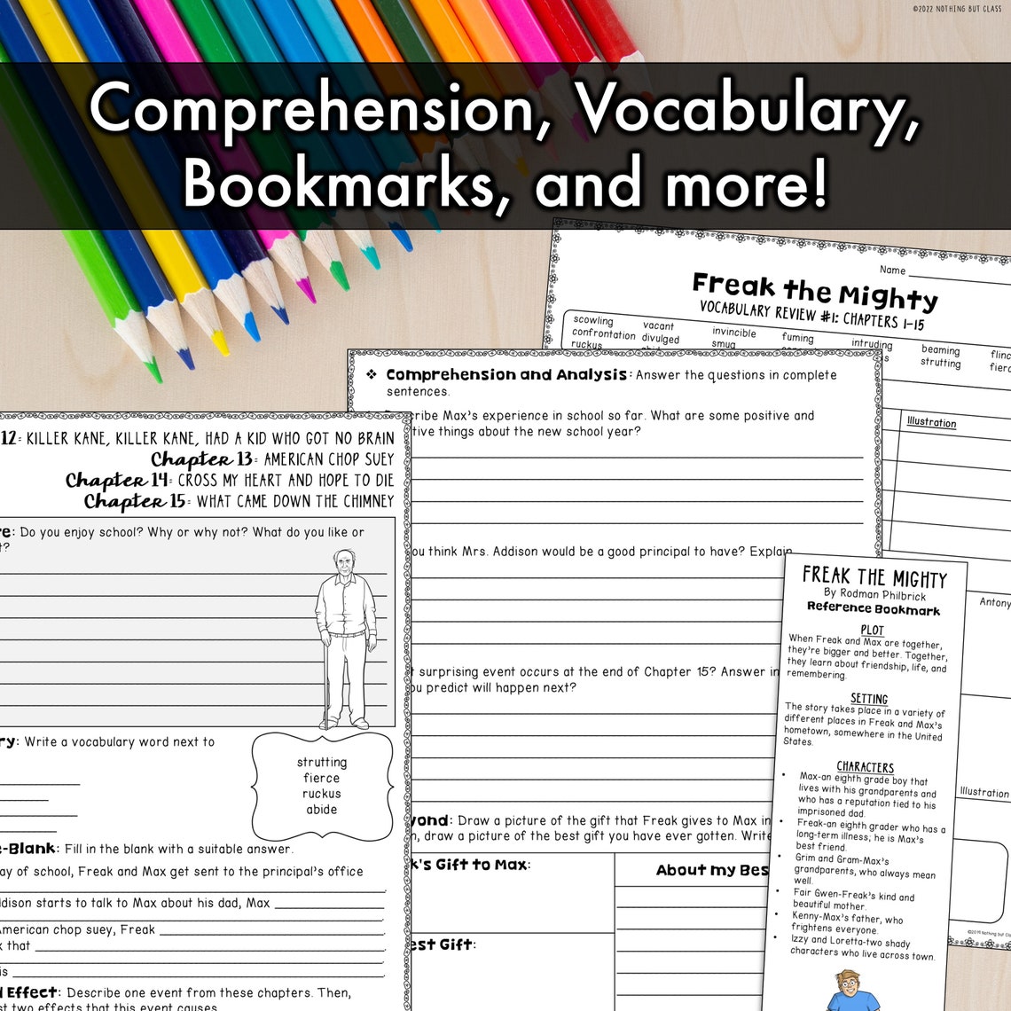 Freak the Mighty Comprehension and Vocabulary by Chapter Guided Reading ...