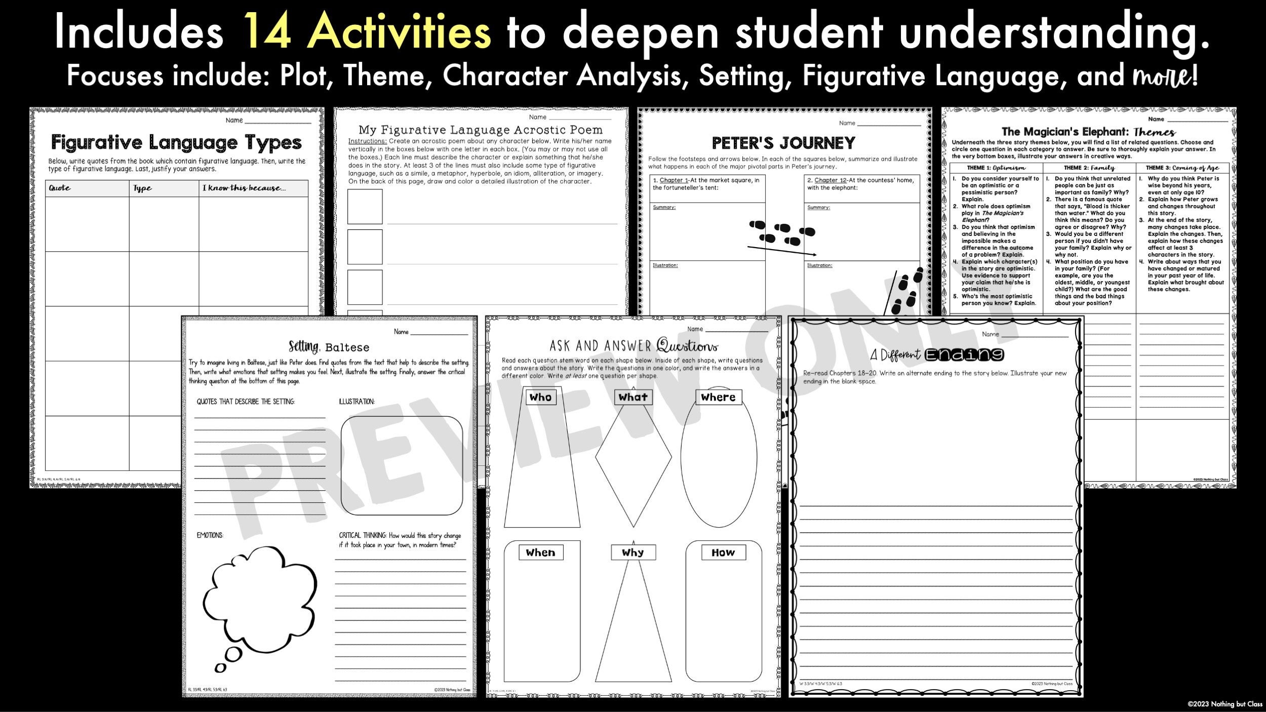 The Magician's Elephant Novel Study Unit Literature Guide Comprehension ...