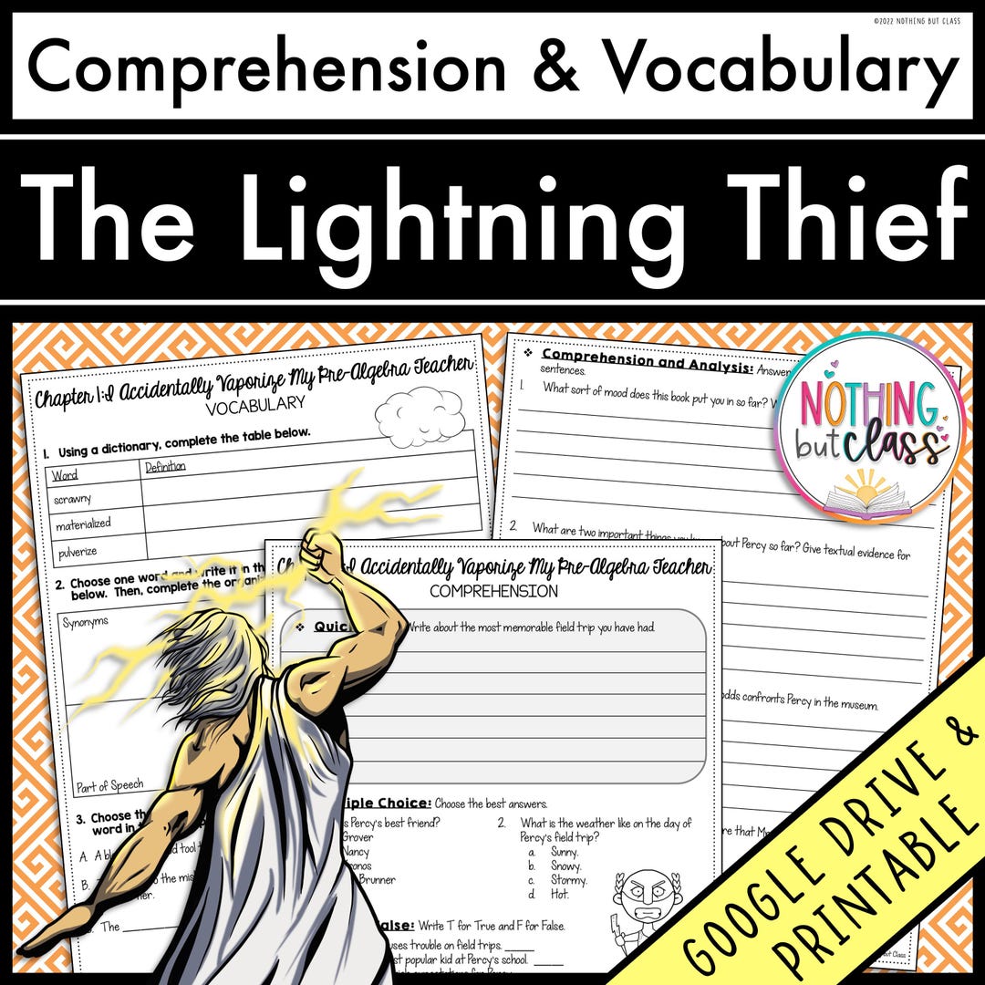 The Lightning Thief | Comprehension and Vocabulary by Chapter | Guided ...