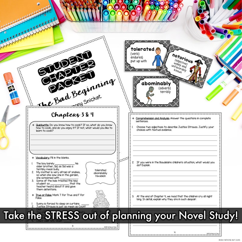 The Bad Beginning | Comprehension and Vocabulary by Chapter | Guided ...