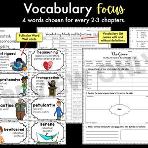 The Giver | Comprehension and Vocabulary by Chapter | Guided Reading ...