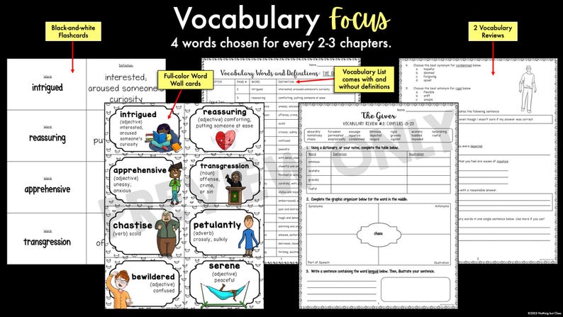 The Giver | Comprehension and Vocabulary by Chapter | Guided Reading ...