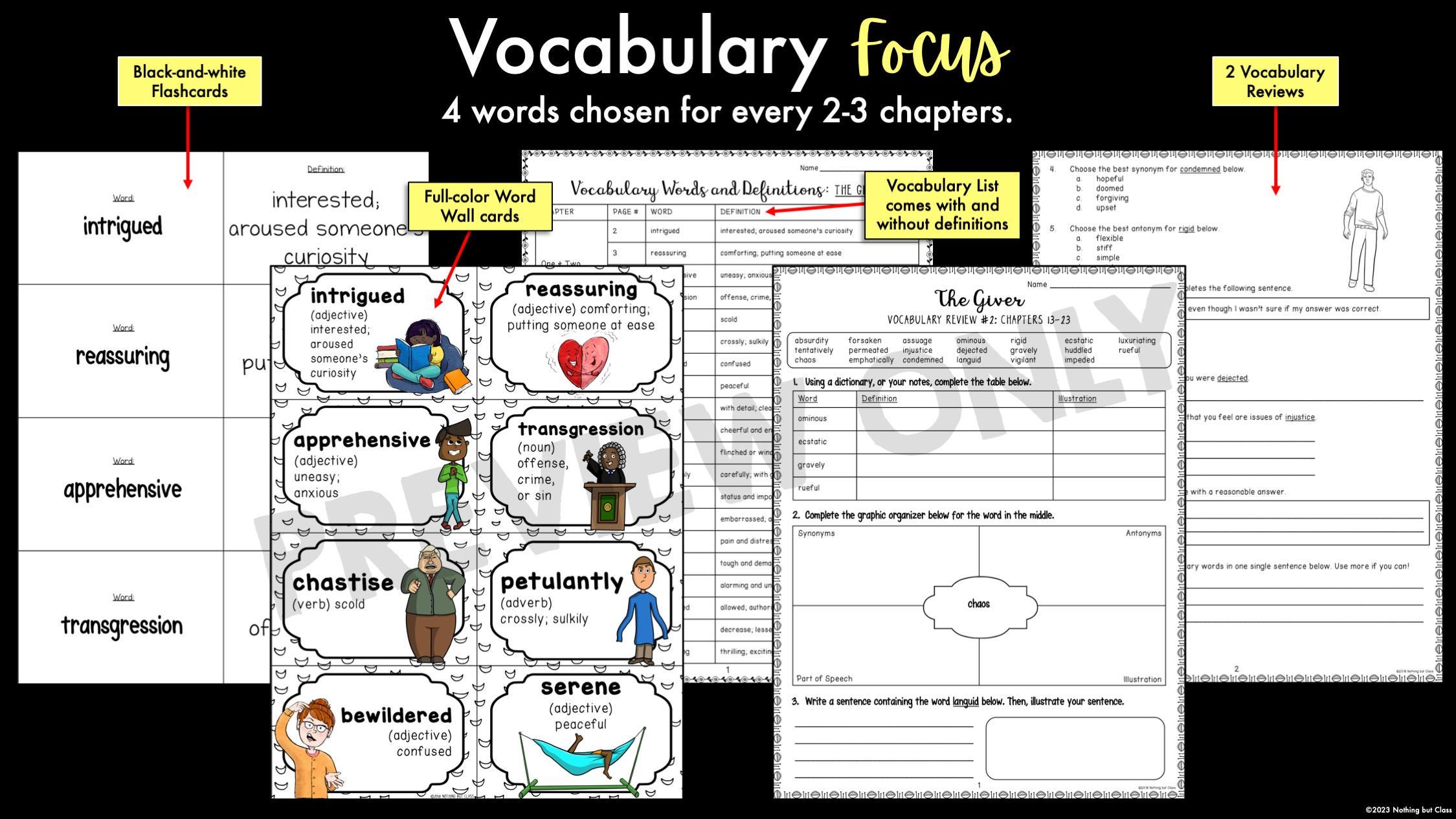 The Giver | Comprehension and Vocabulary by Chapter | Guided Reading ...