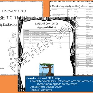 Bridge to Terabithia Tests | Quizzes | Assessments - Printables for ...