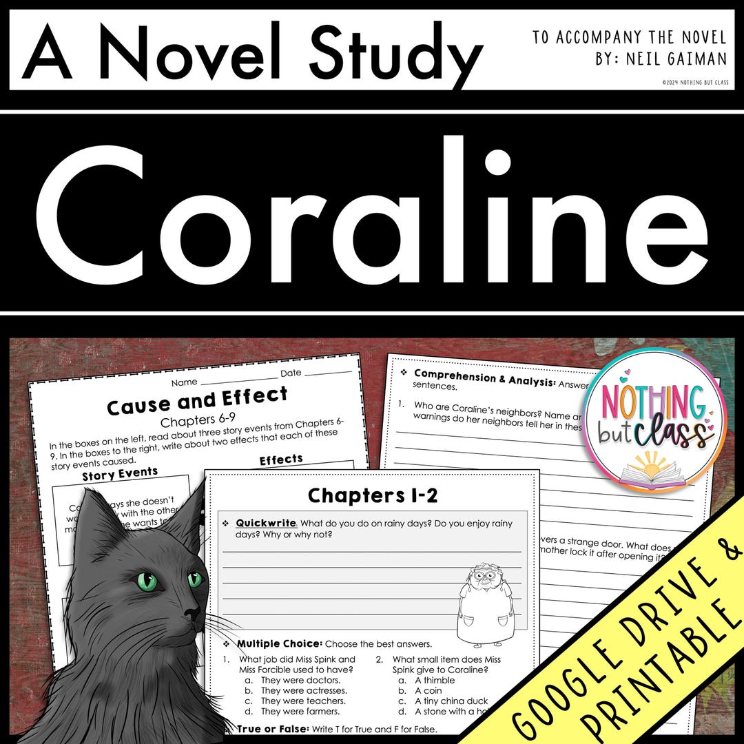 Coraline Novel Study Unit | Literature Guide | Comprehension Worksheets ...