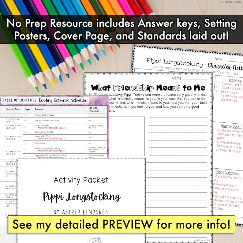 Pippi Longstocking | Reading Response Activities and Projects ...