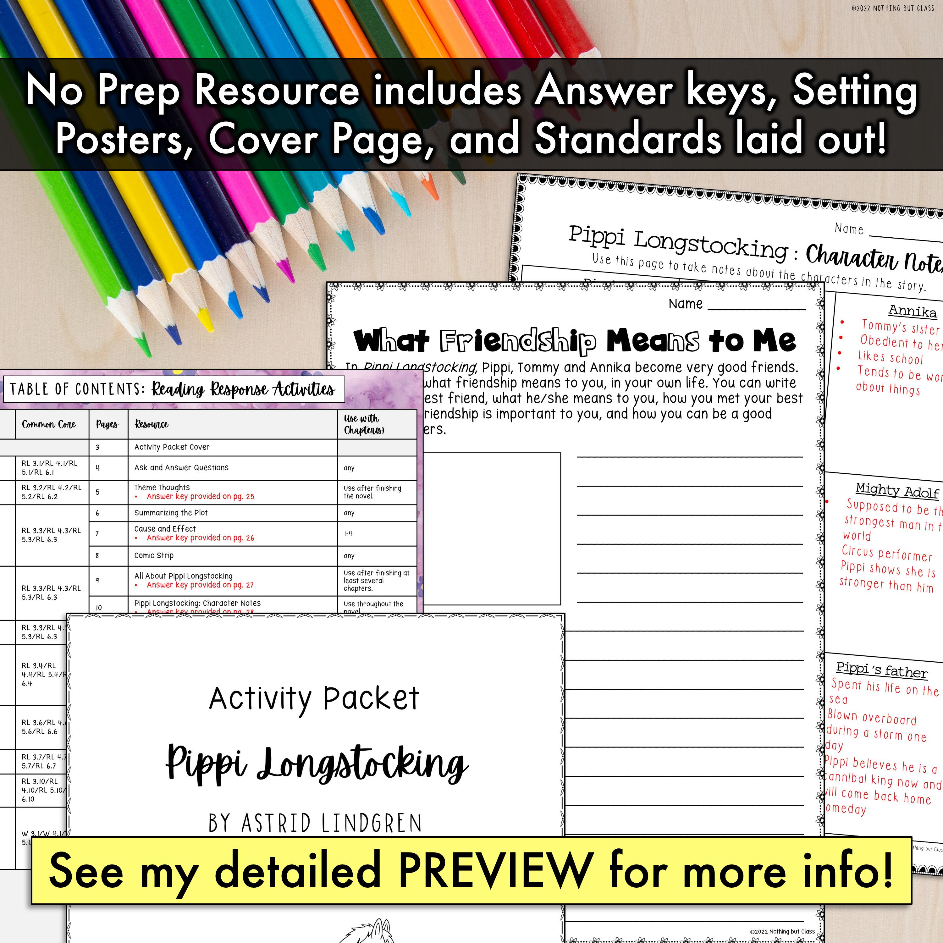Pippi Longstocking | Reading Response Activities and Projects ...