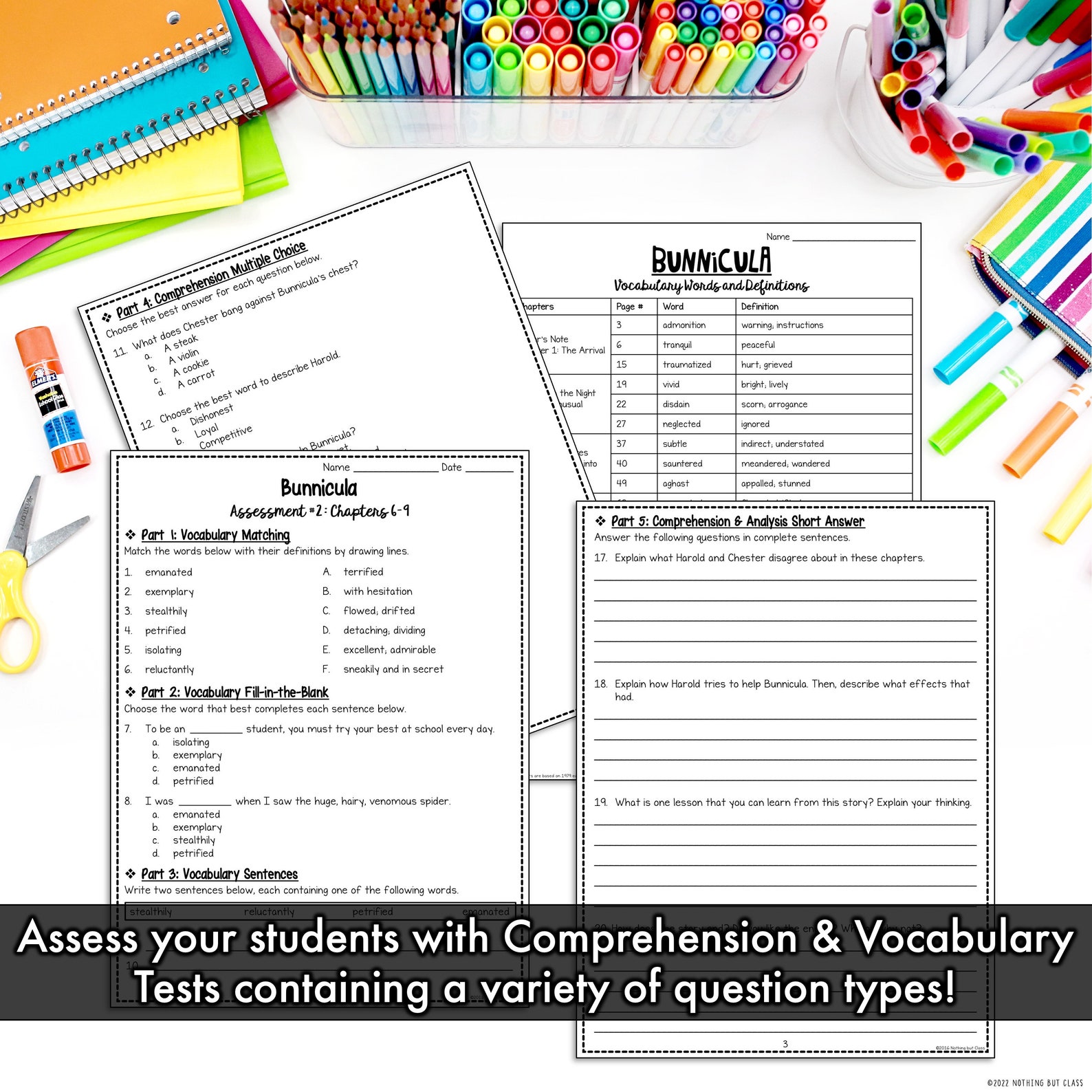 Bunnicula Tests | Quizzes | Assessments - Printables for Homeschool or ...