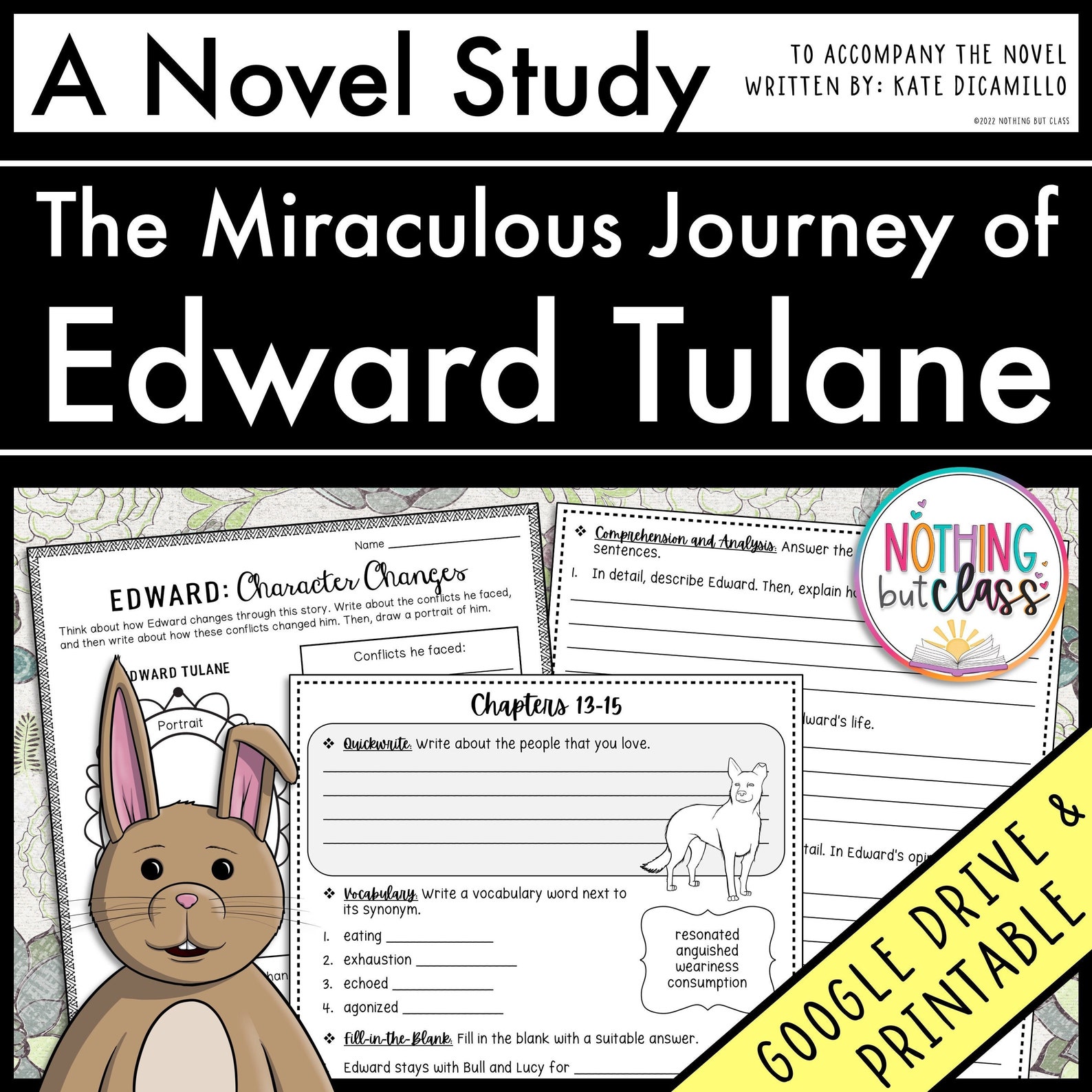 The Miraculous Journey of Edward Tulane Novel Study Unit | Literature ...
