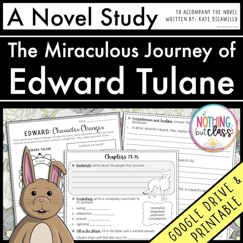 The Miraculous Journey of Edward Tulane Novel Study Unit | Literature ...