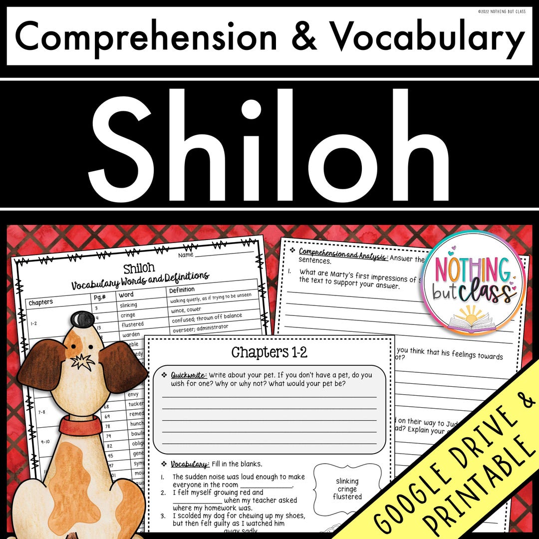 Shiloh | Comprehension and Vocabulary by Chapter | Guided Reading ...