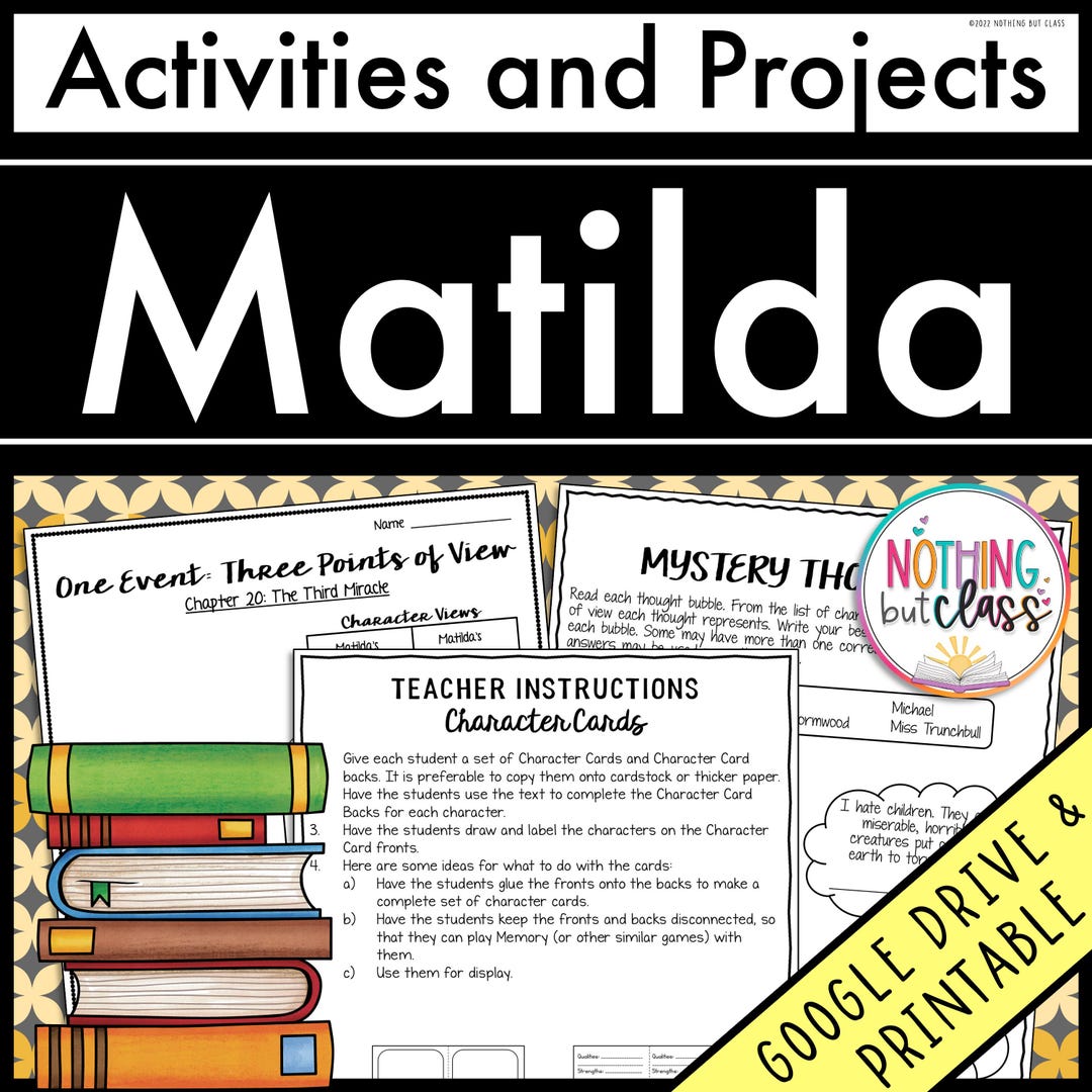 Matilda | Reading Response Activities and Projects | Resources for ...