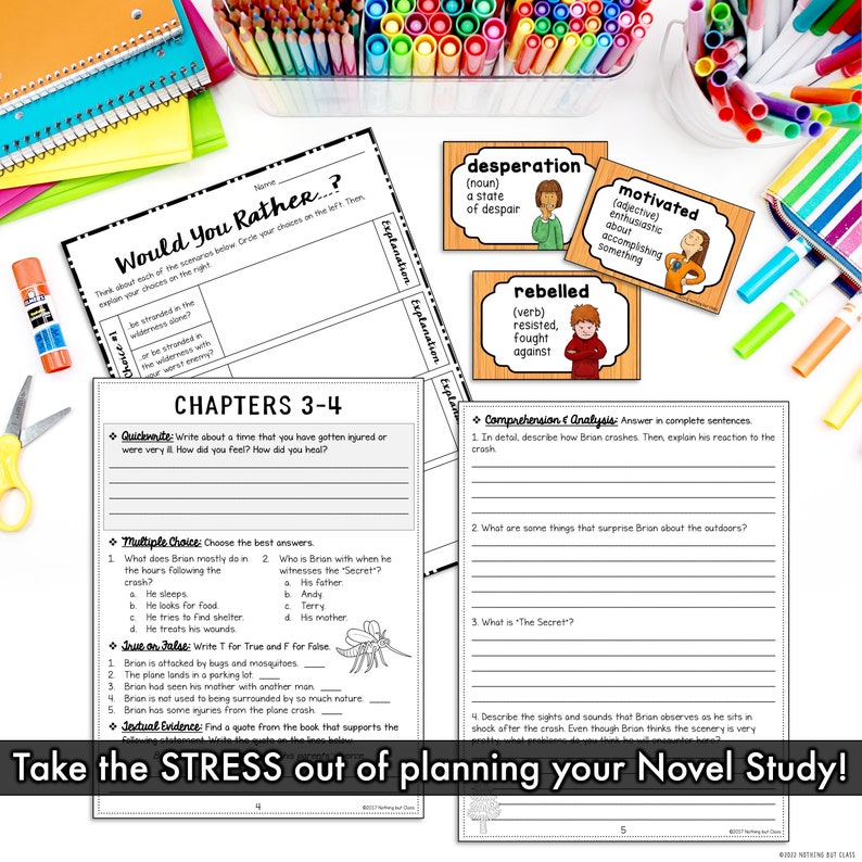 Hatchet Novel Study Unit | Literature Guide | Comprehension Worksheets ...