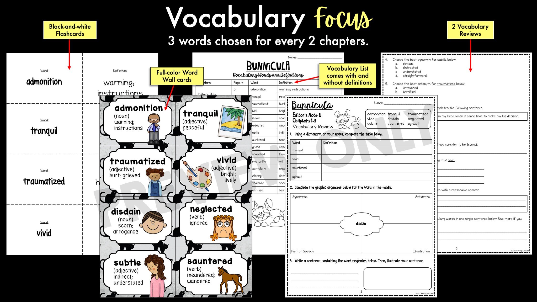 Bunnicula | Comprehension and Vocabulary by Chapter | Guided Reading ...