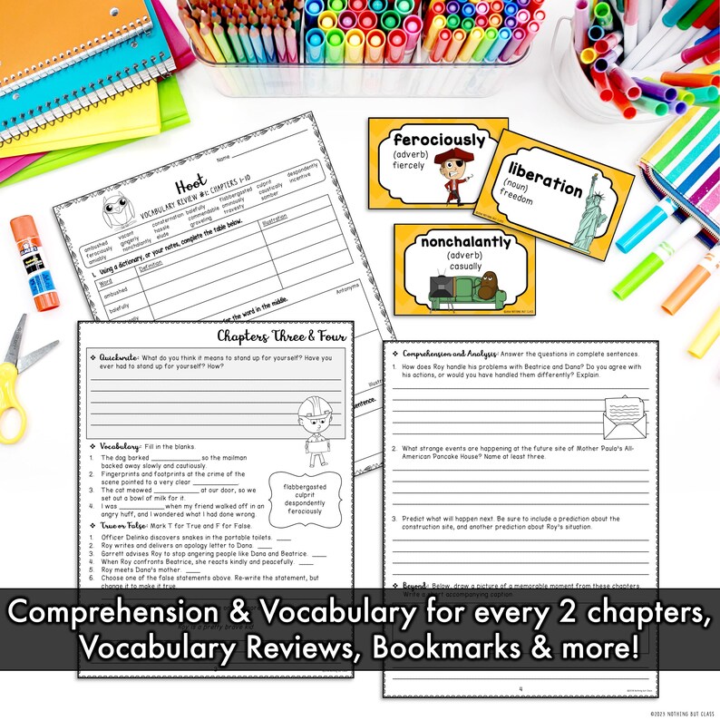 Hoot | Comprehension and Vocabulary by Chapter | Guided Reading ...