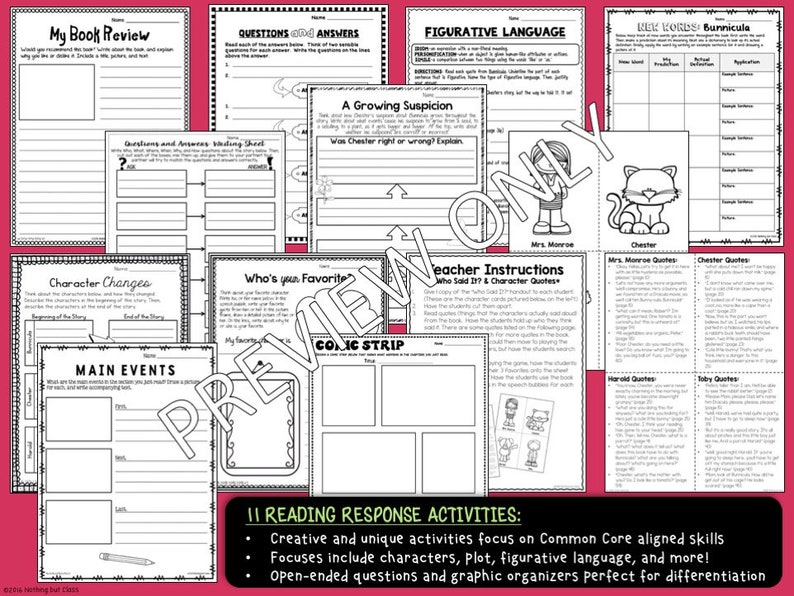 Bunnicula | Reading Response Activities and Projects | Guided Reading ...