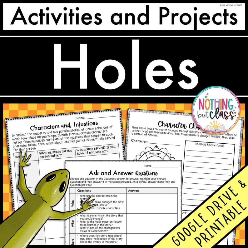 Holes | Reading Response Activities and Projects | Resources for Novel ...