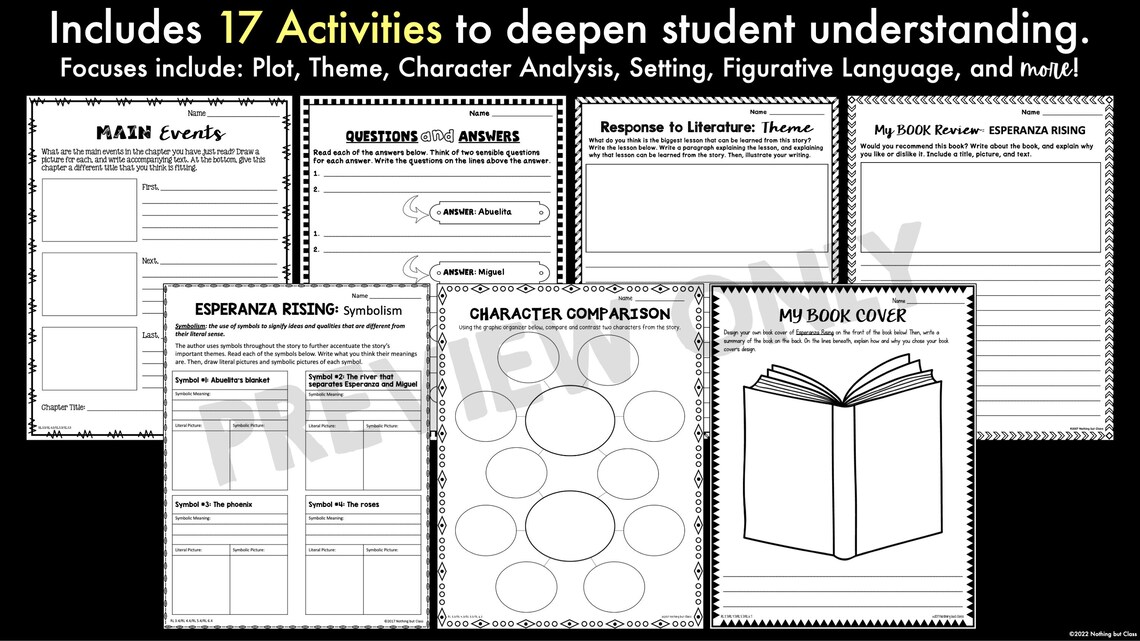 Esperanza Rising Novel Study Unit | Literature Guide | Comprehension ...