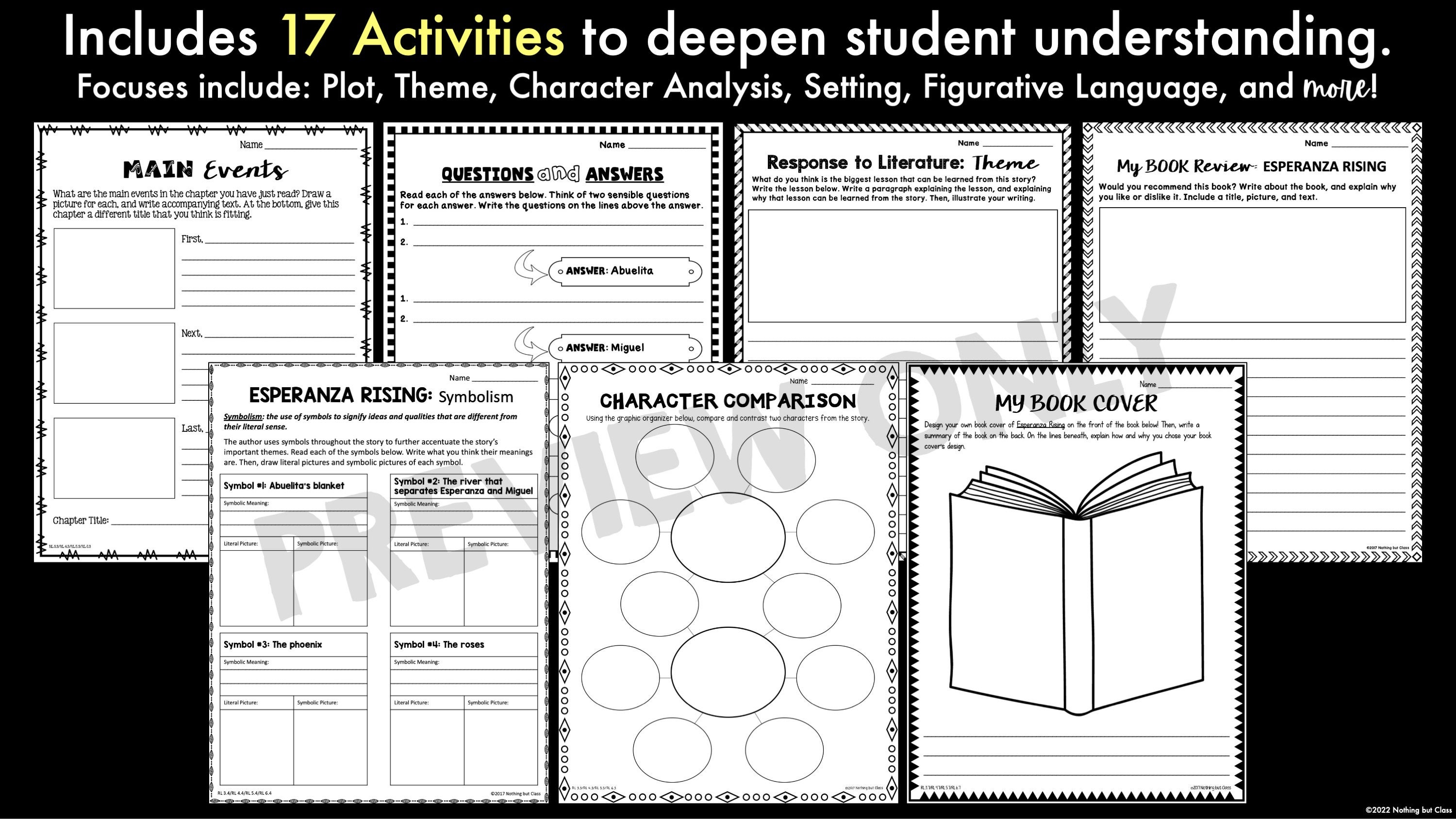 Esperanza Rising Novel Study Unit | Literature Guide | Comprehension ...