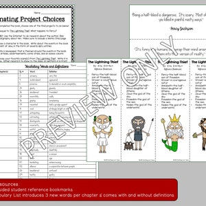 The Lightning Thief Novel Study Unit | Literature Guide | Comprehension ...