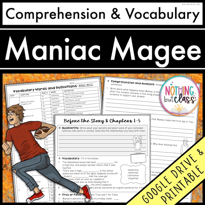 Maniac Magee | Comprehension and Vocabulary by Chapter | Guided Reading ...