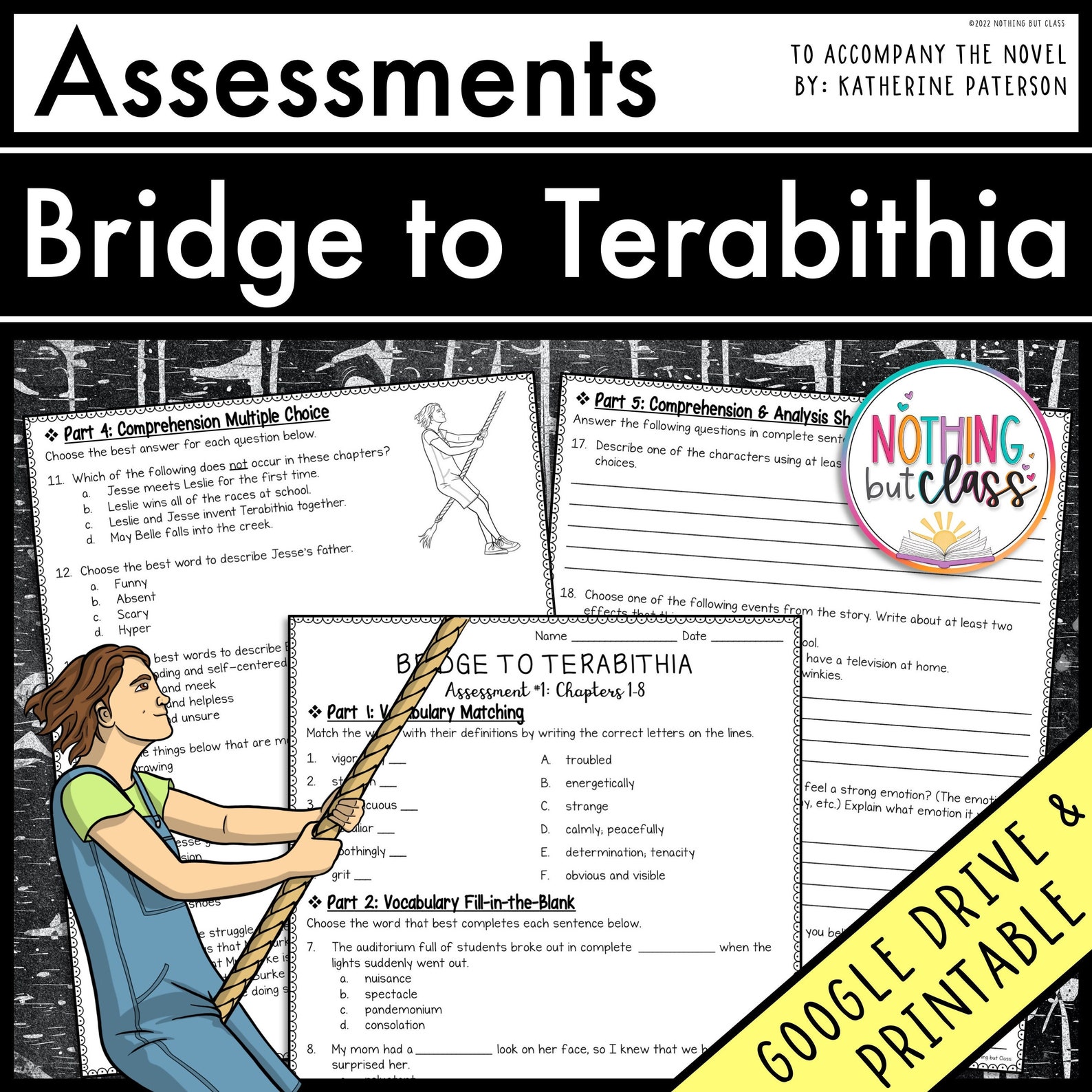 Bridge to Terabithia Tests | Quizzes | Assessments - Printables for ...
