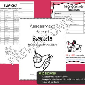 Bunnicula Tests | Quizzes | Assessments - Printables for Homeschool or ...