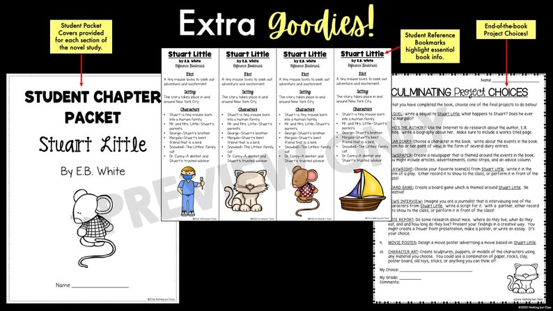 Stuart Little Novel Study Unit Literature Guide Comprehension ...