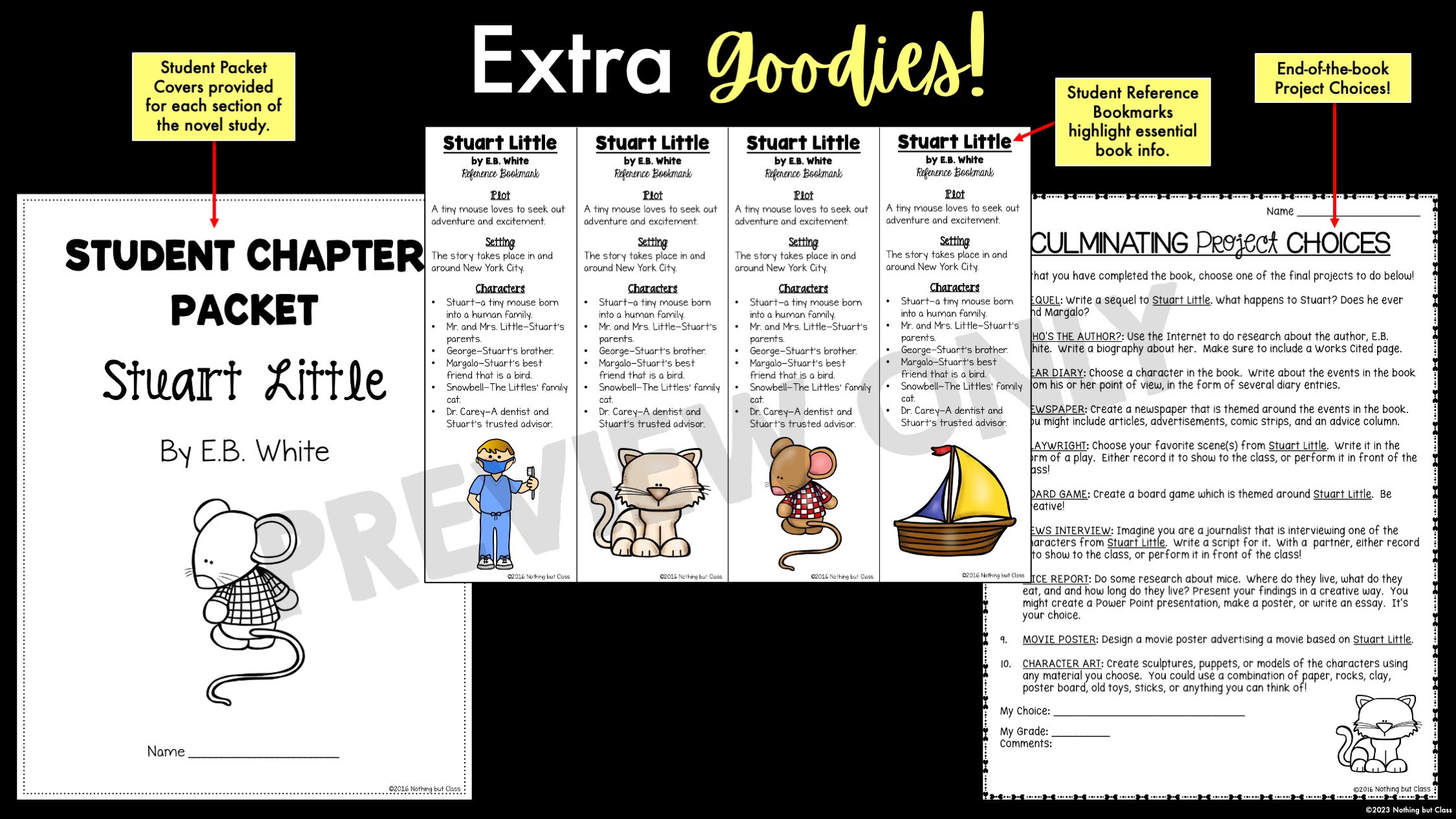 Stuart Little Novel Study Unit Literature Guide Comprehension ...