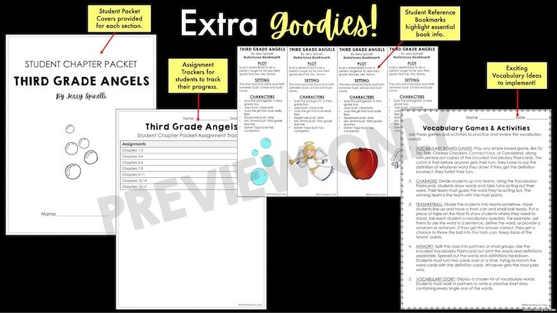 Third Grade Angels | Comprehension and Vocabulary by Chapter | Guided ...