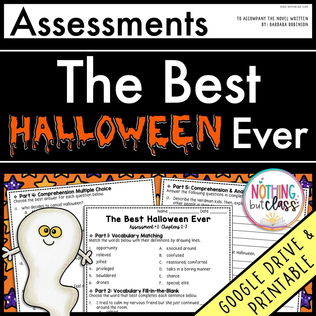 The Best Halloween Ever Tests | Quizzes | Assessments for Novel Study ...