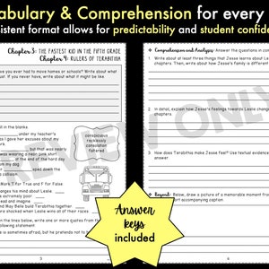 Bridge to Terabithia | Comprehension and Vocabulary by Chapter | Guided ...